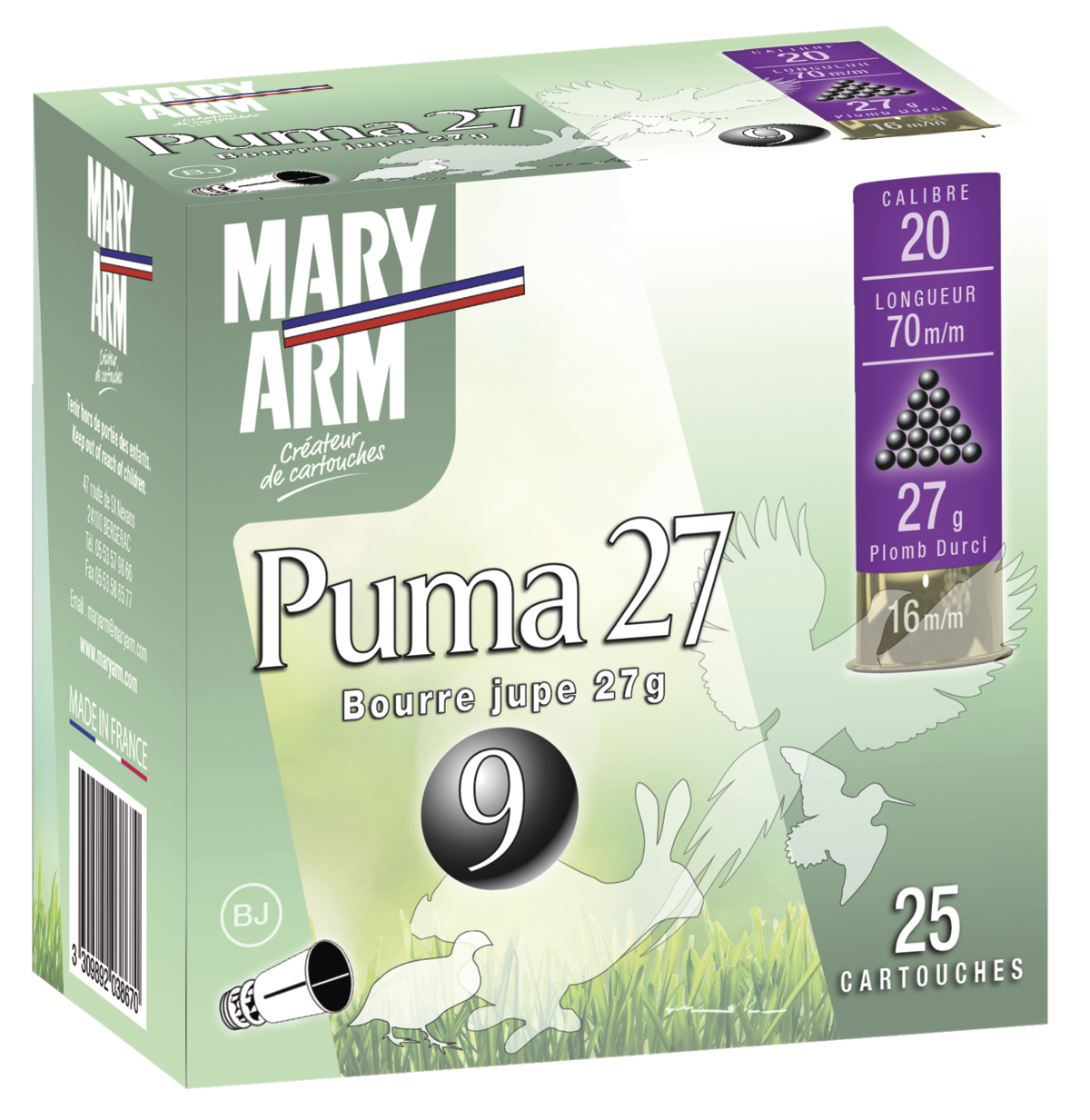 CARTOUCHES MARY ARM PUMA 27 CAL. 20 / 70
